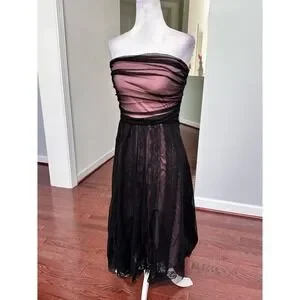 Newport News | Dresses | Newport News Black Sheer Lace Strapless ...